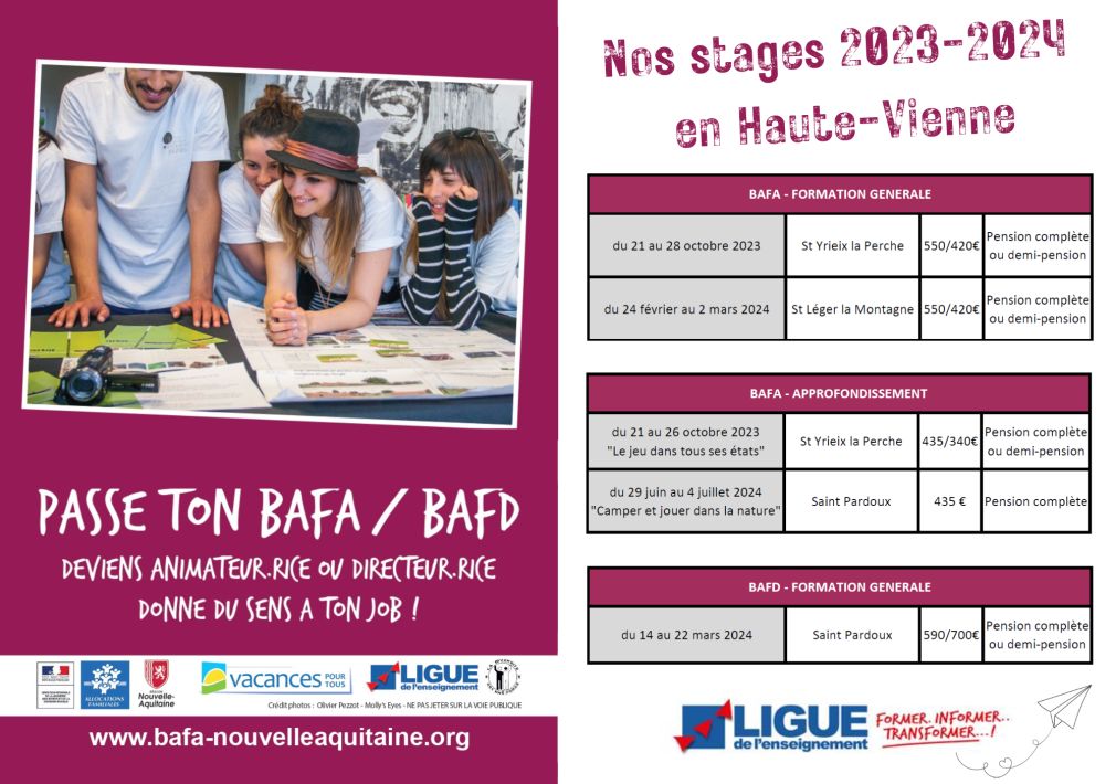 Formations BAFA / BAFD en Haute-Vienne